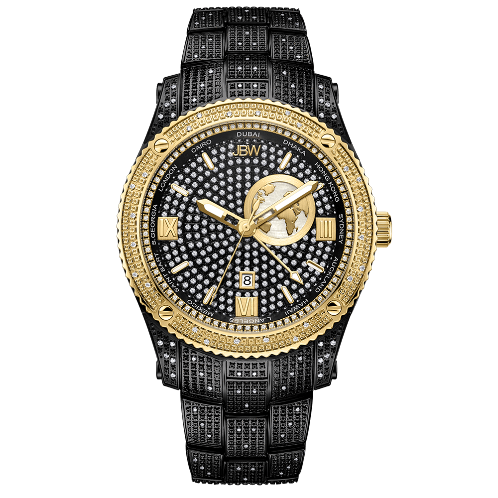 JBW Jet Setter GMT J6370C | Men's Black & Gold Diamond Watch – JBW Watches